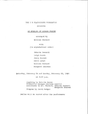 The Poetry of William Packard | HB Studio - Original Poet from HB Studio